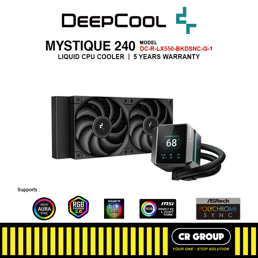 DEEPCOOL Mystique 240 Liquid CPU Cooler - 3400 RPM Pump - TFT LCD ...