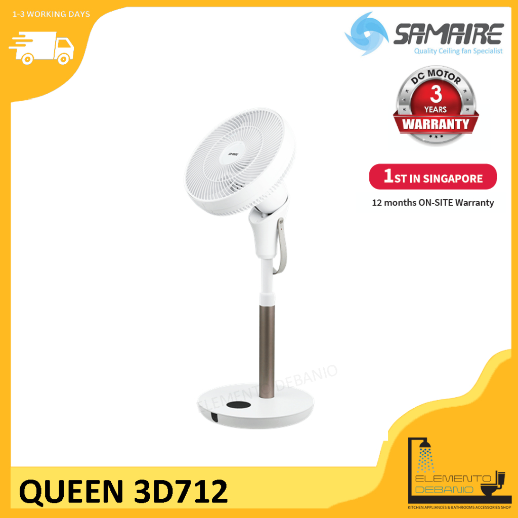 Samaire Queen 3D712 DC Stand Fan 3D Motion Dual Control 12" Air ...