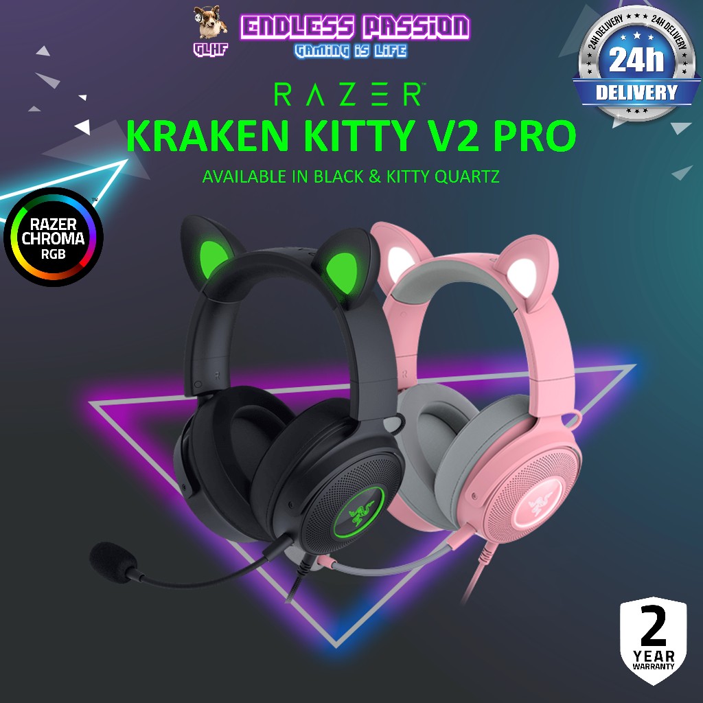 Razer Kraken Kitty V2 Pro - Wired RGB Headset with Interchangeable Ears ...