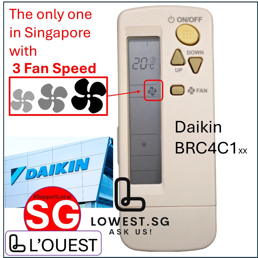 Replacement BRC4C159 RC4C160 RC4C161 (3 Fan Speed) for DAIKIN AirCon ...