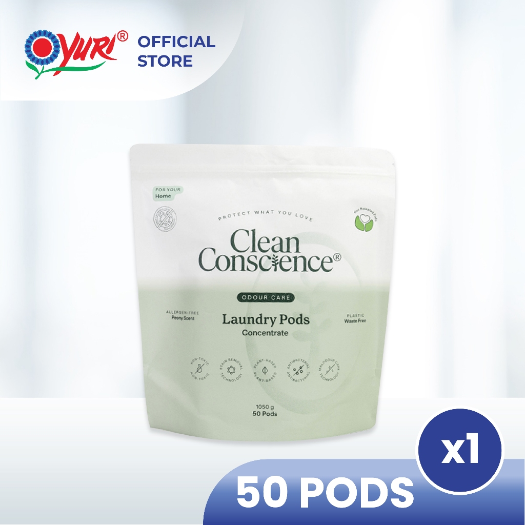 Clean Conscience 5 in 1 Laundry Pods Odour Care 50Pods 1050g (Plastic ...