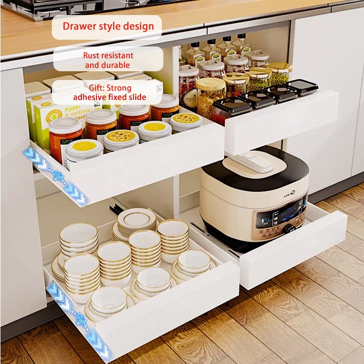 【SG Stock】Kitchen Drawer Style Pull Basket Dish Cabinet/Under sink pull ...