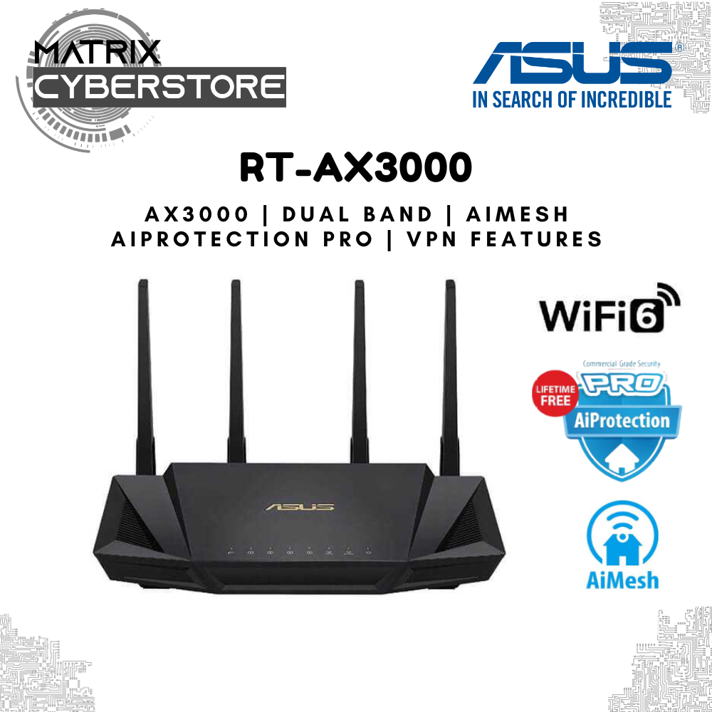 ASUS RT-AX3000 V2 AX3000 Dual Band WiFi 6 Extendable Router - AiMesh ...