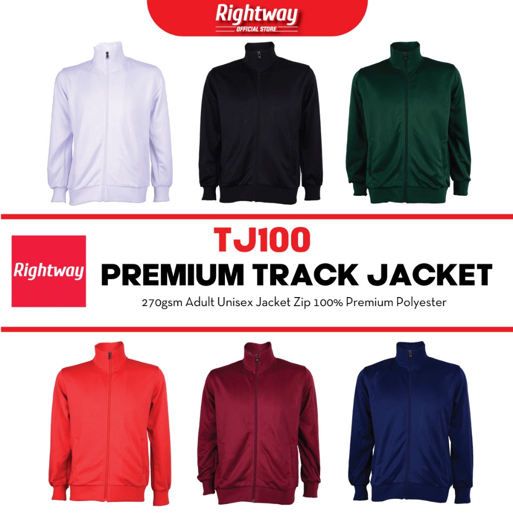 RIGHTWAY Premium 100% Polyester Track Jacket Unisex Adult 270gsm ...