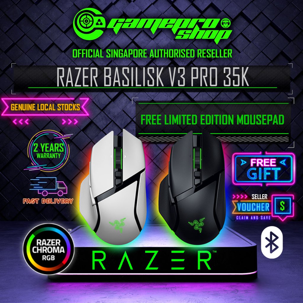 Razer Basilisk V3 Pro 35K Wireless Ergonomic Gaming Mouse with ...