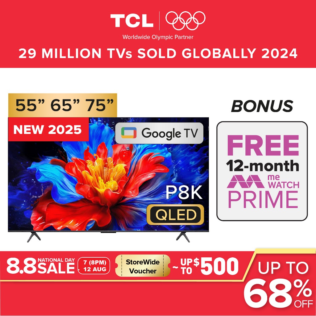 NEW | TCL P8K QLED TV | 55 65 75 inch | TCL Eye Care | 144Hz DLG | ONKYO 2.1 | AiPQ Pro ...