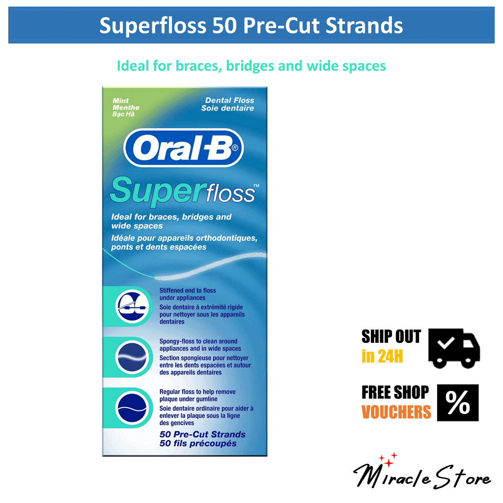 Oral-B Super floss 50 strands Ideal for braces bridges and wide spaces ...