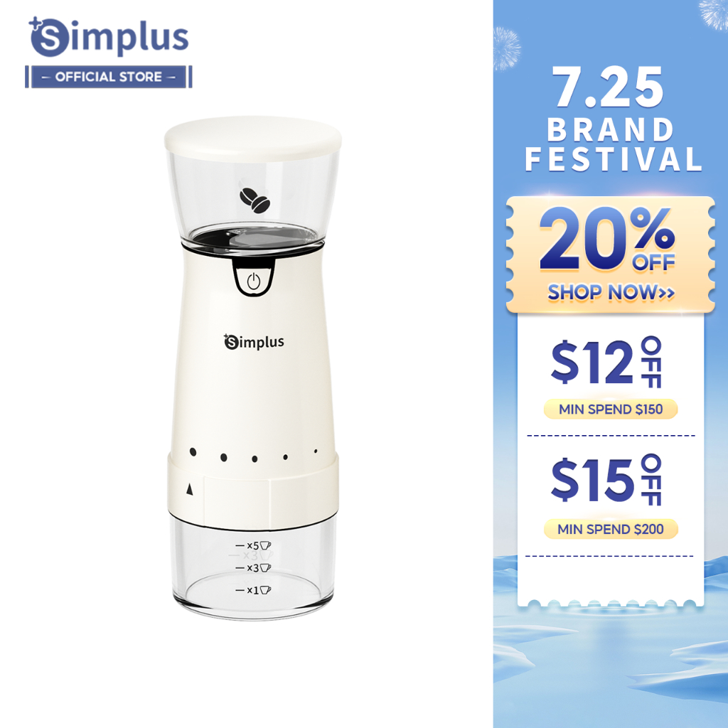 Simplus Electric Coffee Bean Grinder 5 Tiers Grinding Ceramic Grind ...
