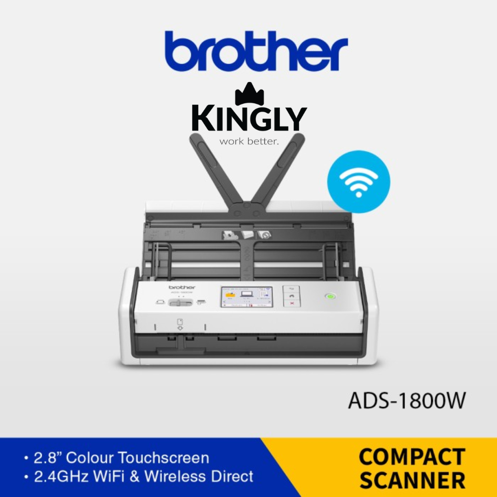 Brother ADS-1800w Smart Compact Portable Document Scanner Wireless ...