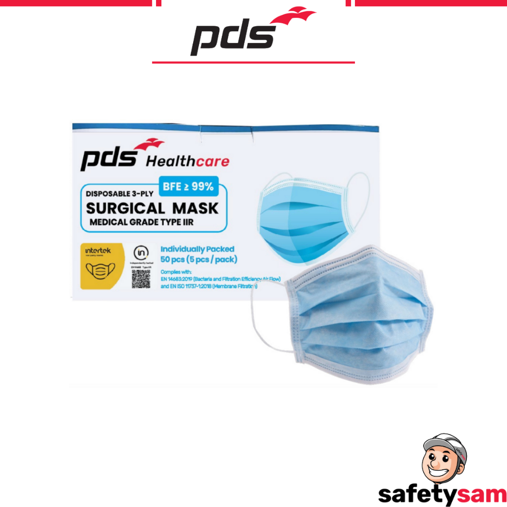 PDS 3 Ply Blue Medical Mask Disposable with Elastic Earloops | Shopee ...