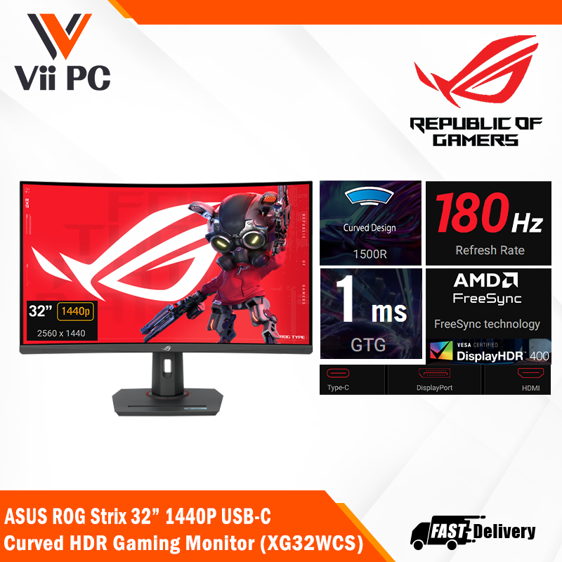 ASUS ROG Strix XG32WCS USB-C Gaming Monitor - 32-inch 2560x1440, Curved ...