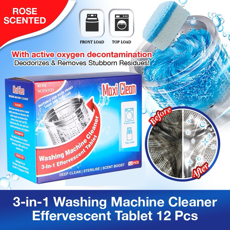 Maxi Clean Bundle of 3 Box 3-in-1 Washing Machine Cleaner Effervescent ...