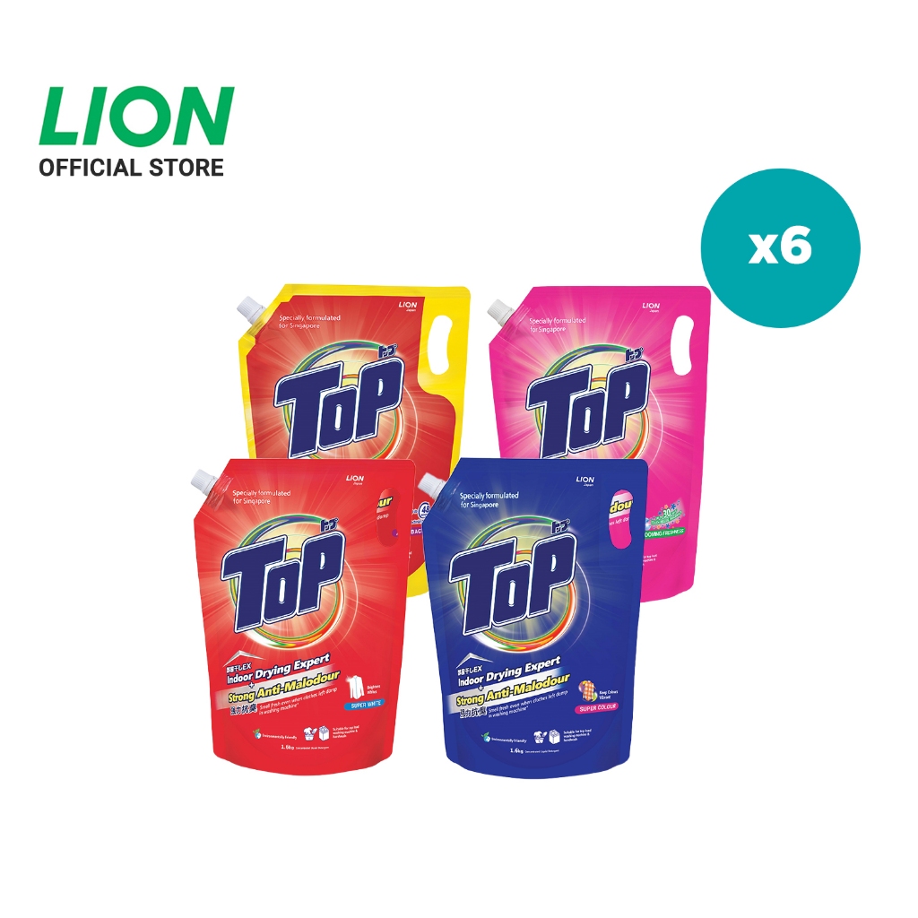 [Bundle of 6] TOP Concentrated Liquid Detergent Refill 1.5kg/1.6kg ...