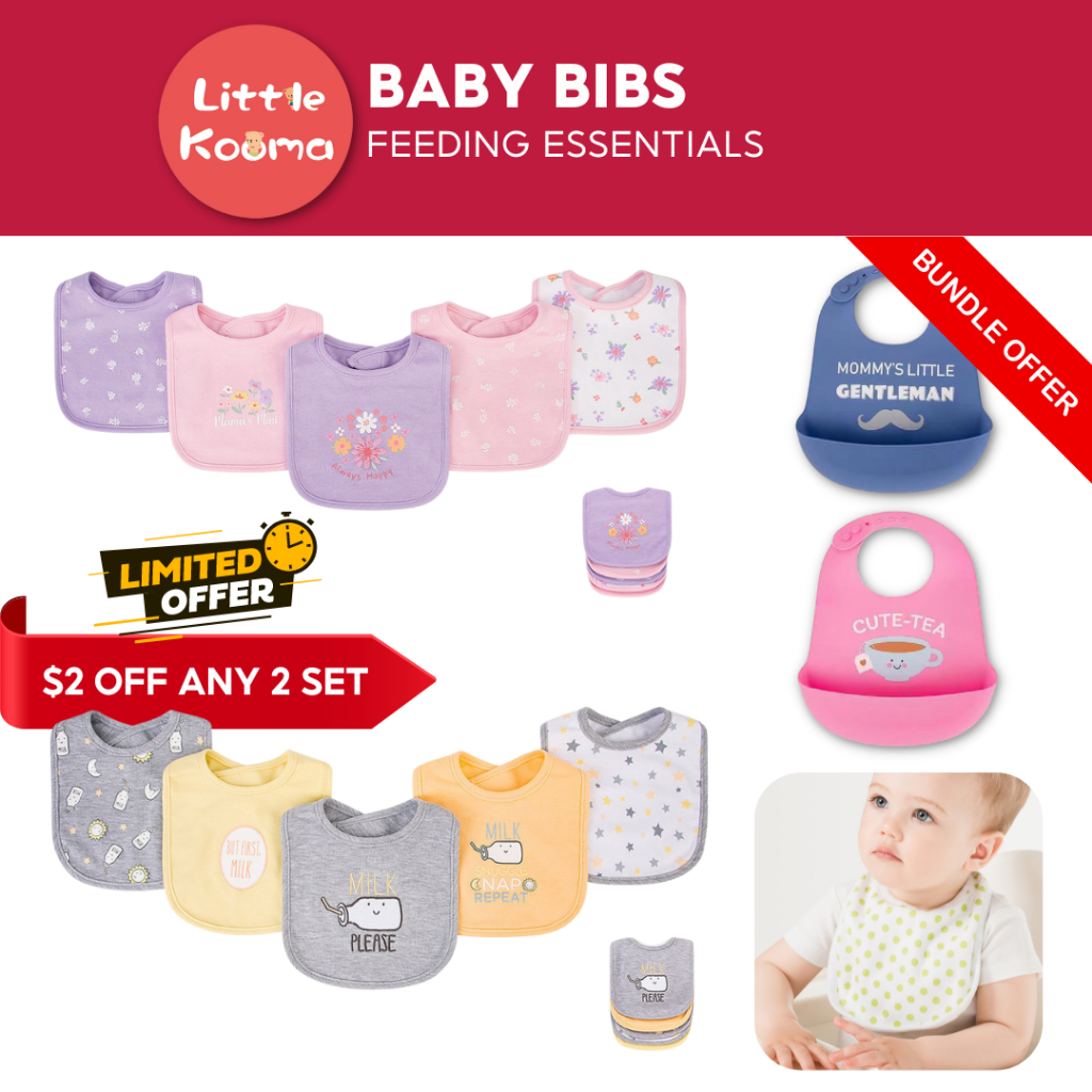 Baby Cotton Bibs Silicone Bib Easy Washing Waterproof Baby Feeding Bib ...