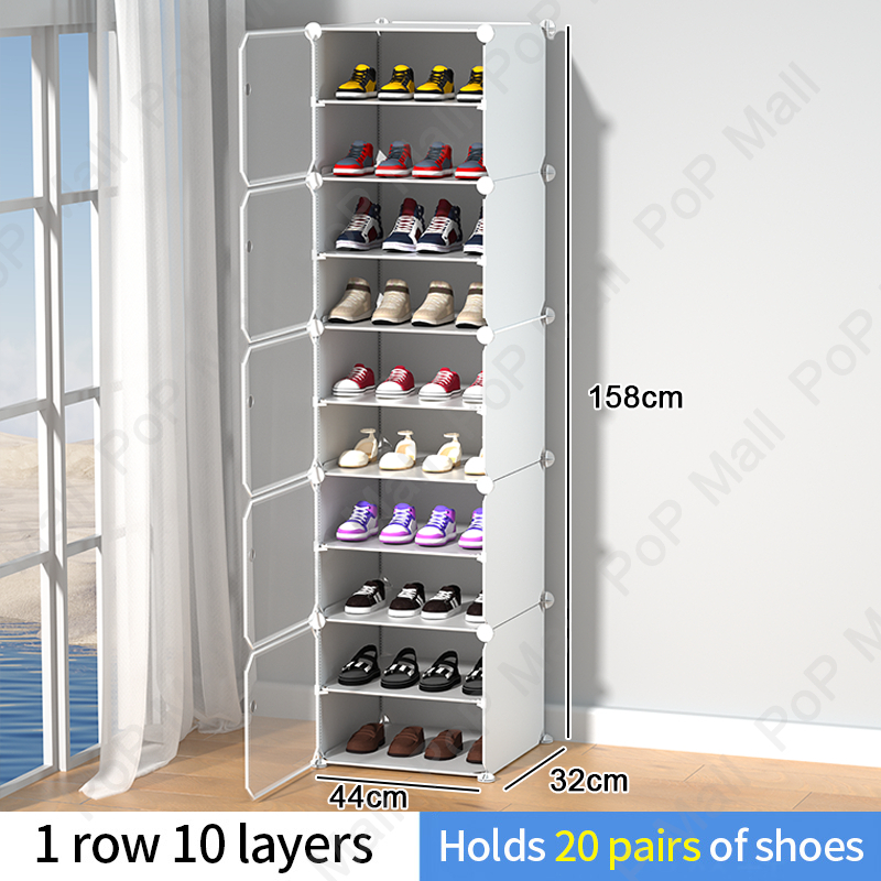 【SG Stock】Salvo DIY Shoe Rack With Door Stackable Shoe Storage Box Shoe ...