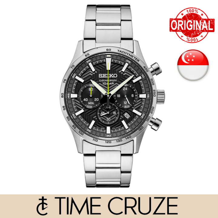 [Time Cruze] Seiko SSB413 Chronograph Black Pattern Dial Stainless ...