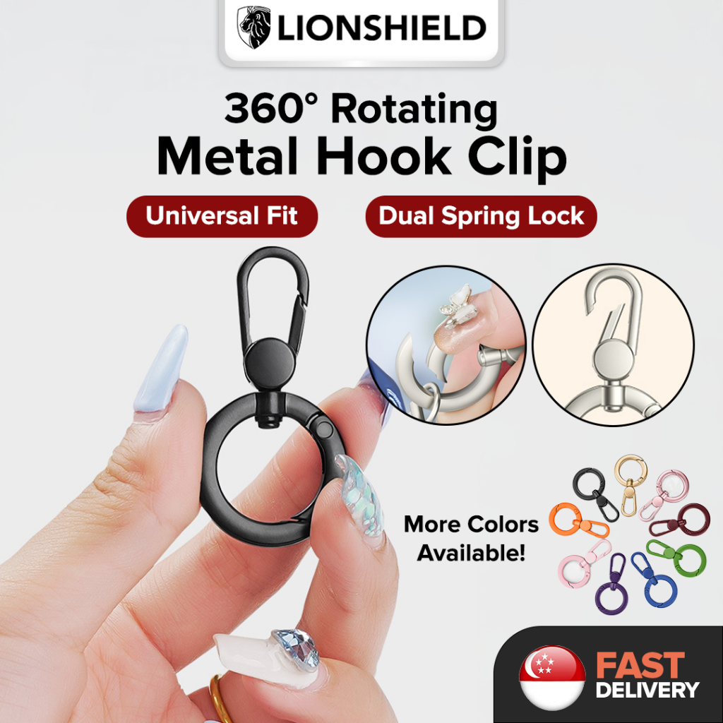 (SG) LionShield 360° Rotating Metal Hook Clip - Dual Spring Lock ...