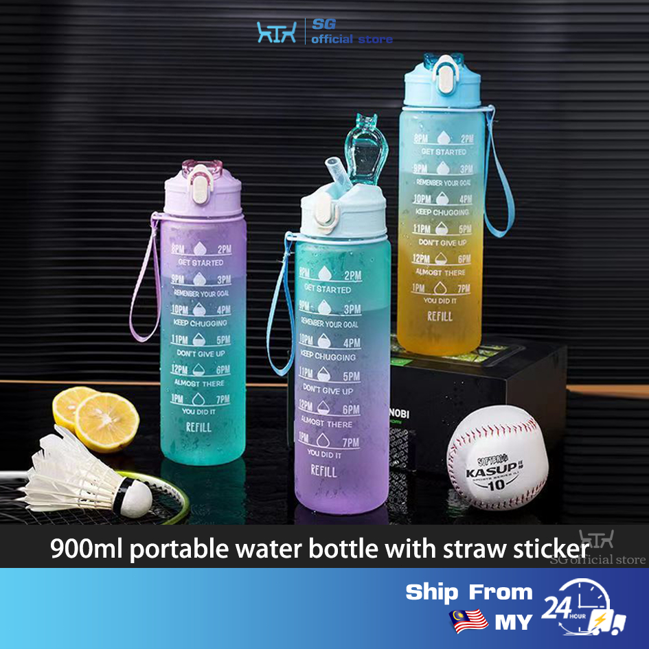 💯SG Ready Stock Portable Cute Water Bottle Botol Air 900ml Water Bottle ...