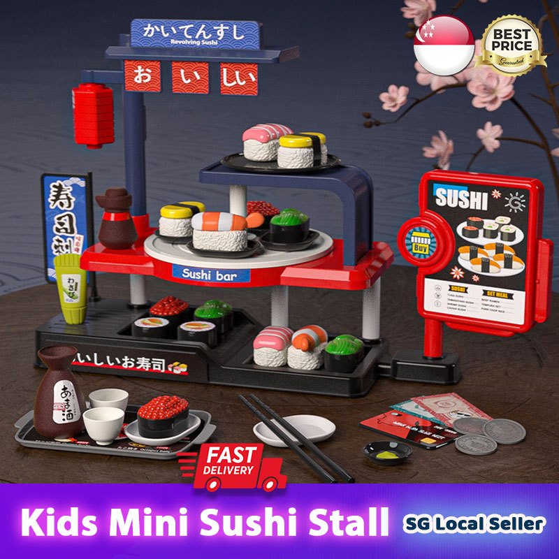 【SG Stock】66Pcs Kids Pretend Play Sushi Bar Toy Set With Light &Sound ...