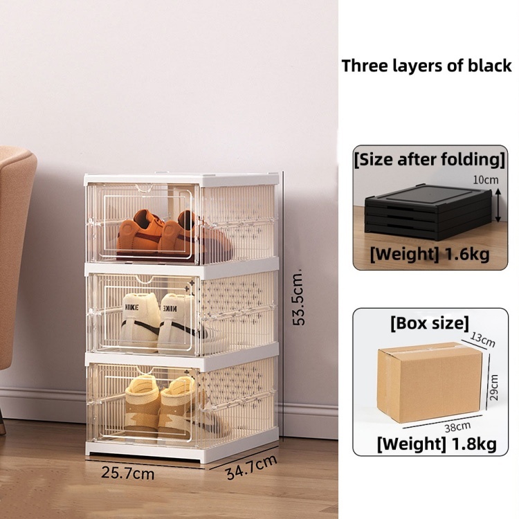 【SG STOCK】Shoe Box Foldable Storage Box Installation Free Cabinet ...