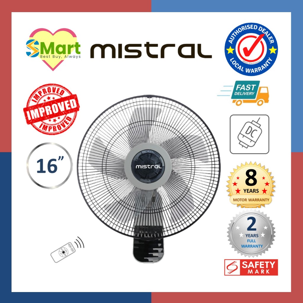 Mistral 16" Wall Fan with Remote Control & DC Motor [MWF4035DR ...