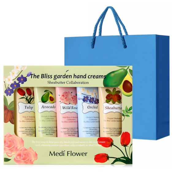 Medi Flower The Bliss Garden Hand Cream 5-Piece Set with Shopping Bag ...