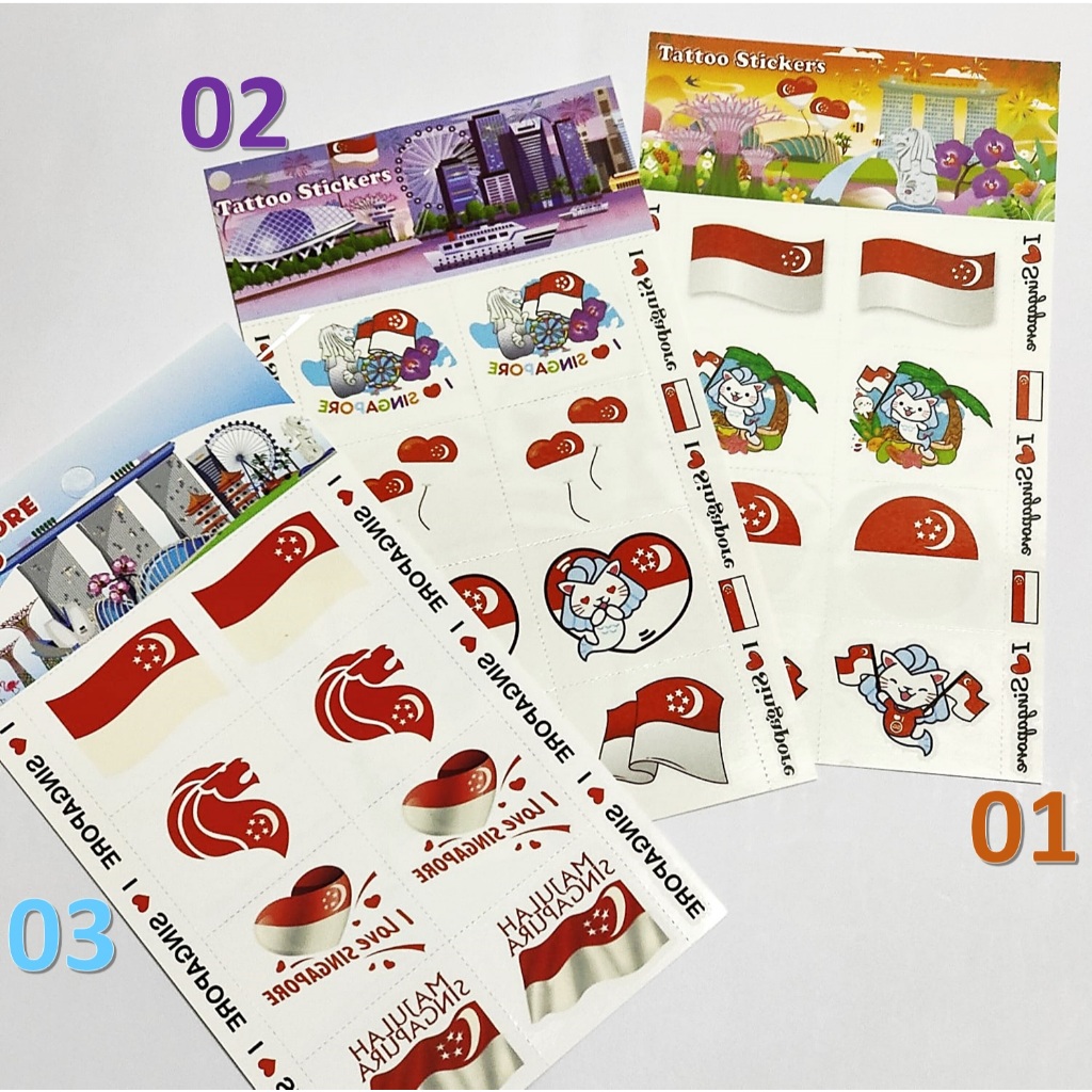 [NDP 06] Temporary Tattoo| Singapore Flag Tattoos | Singapore Tattoo ...