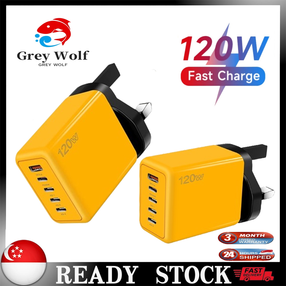 🇸🇬 [In Stock]NEW 120W Charger 5 Ports Fast Charging PD USB Type C Phone ...