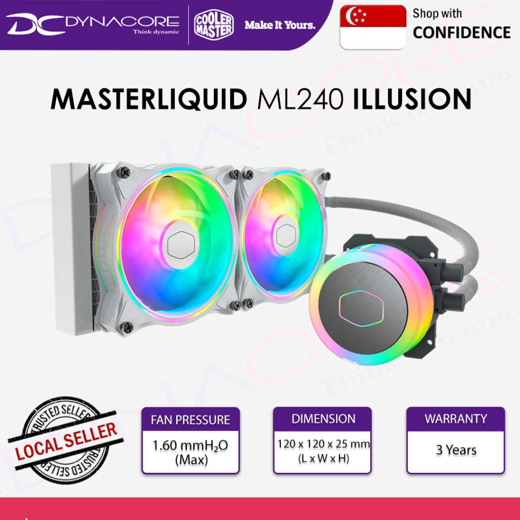 Cooler Master MasterLiquid ML240 Illusion ARGB AIO CPU Liquid Cooler ...