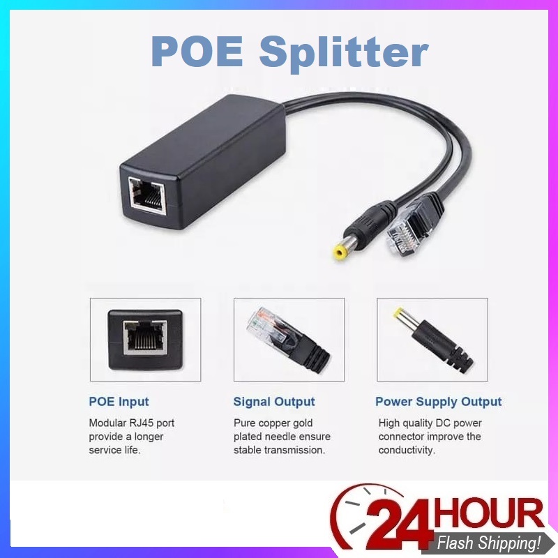 PoE Splitter Connector 48V to 12V PoE 12V Output 10/100Mbps Adapter ...