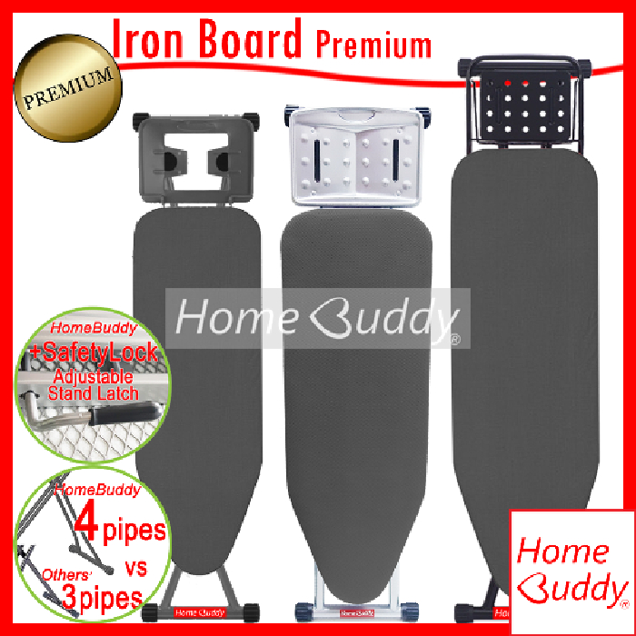 ★SG★ Iron Board 90x30cm 110x33cm 121x38cm. 4-PIPES THICK Frame. Height ...