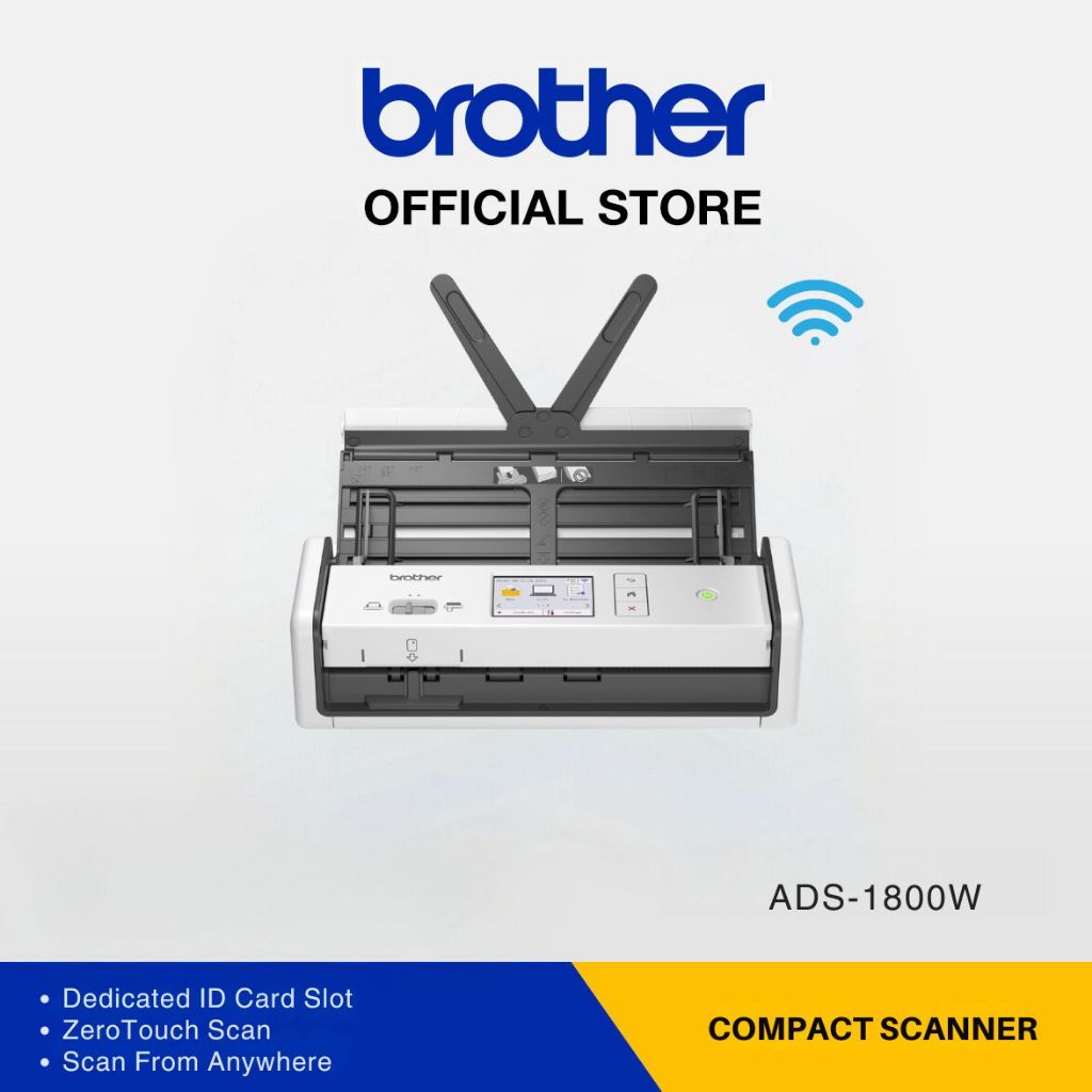 Brother ADS-1800W Wireless Compact Scanner | Dedicated ID Card Slot ...