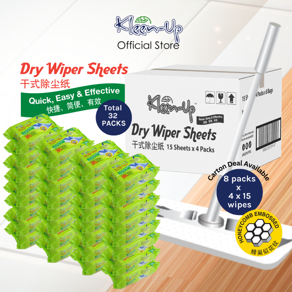 KLEEN-UP DRY WIPER SHEETS 15S X 4 x 8 SUPER VALUE PACKS (FG-KU3918 ...