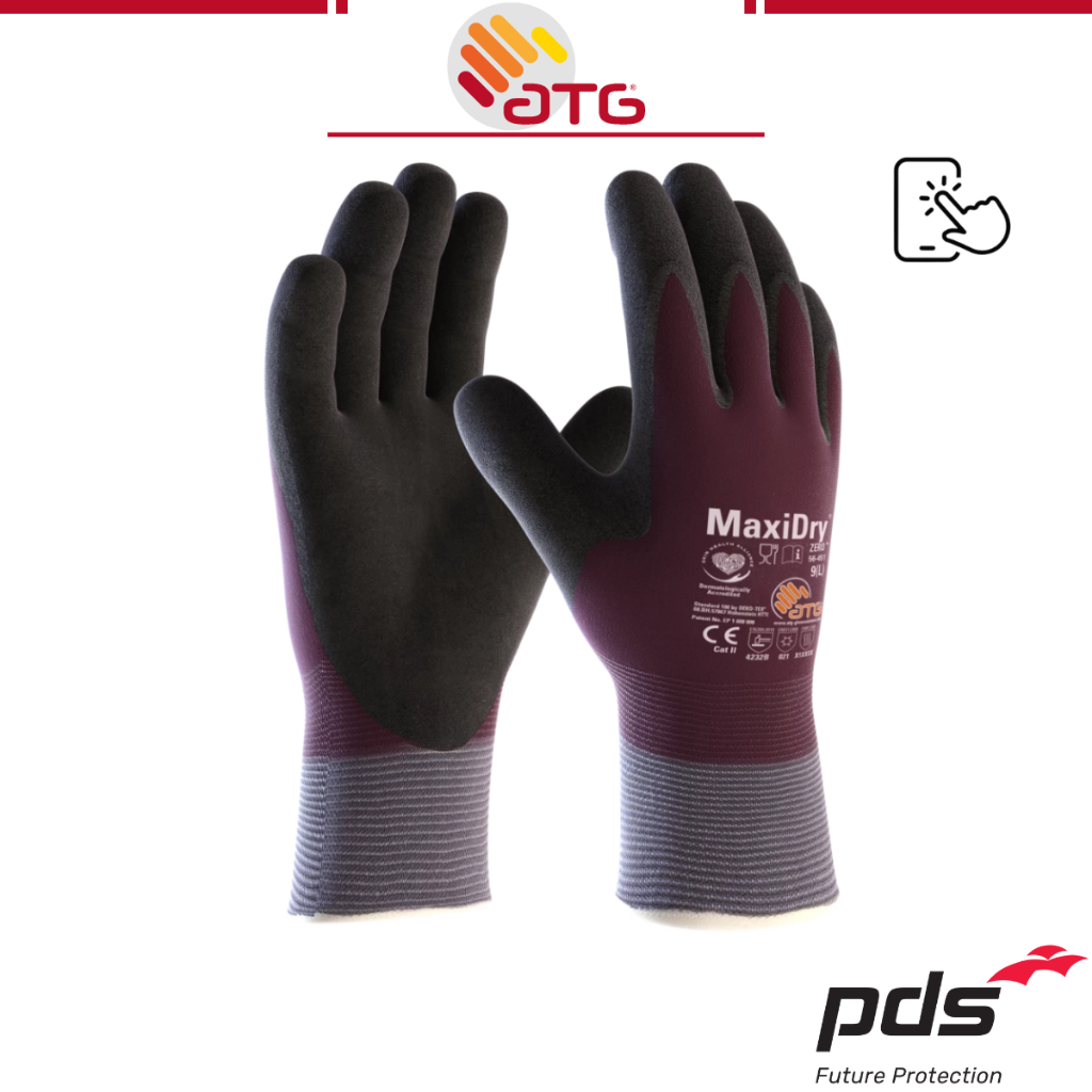 ATG MaxiDry Zero 56-451 Touchscreen Fully Coated Knitwrist Safety ...