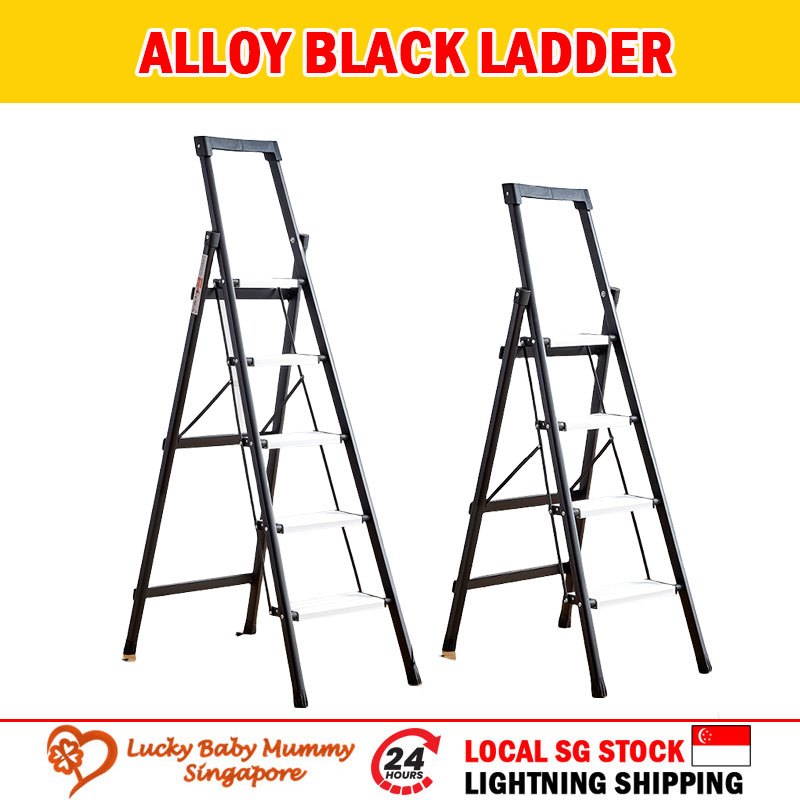 Alloy Black Ladder 4/5/6 Steps Foldable Household Anti-slip Aluminium ...