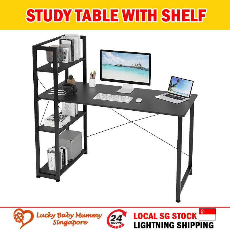 【Original H Table】Minimalist Study Table with Bookshelf/Computer Table ...