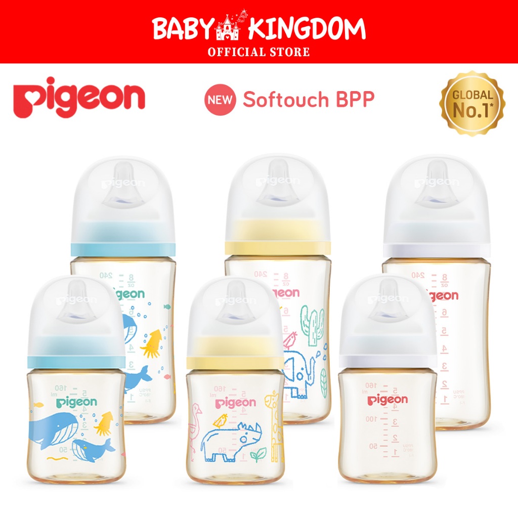 (NEW) Pigeon SofTouch™ BPP PPSU Nursing Wide Neck Bottle (160ml/240ml) | Shopee Singapore