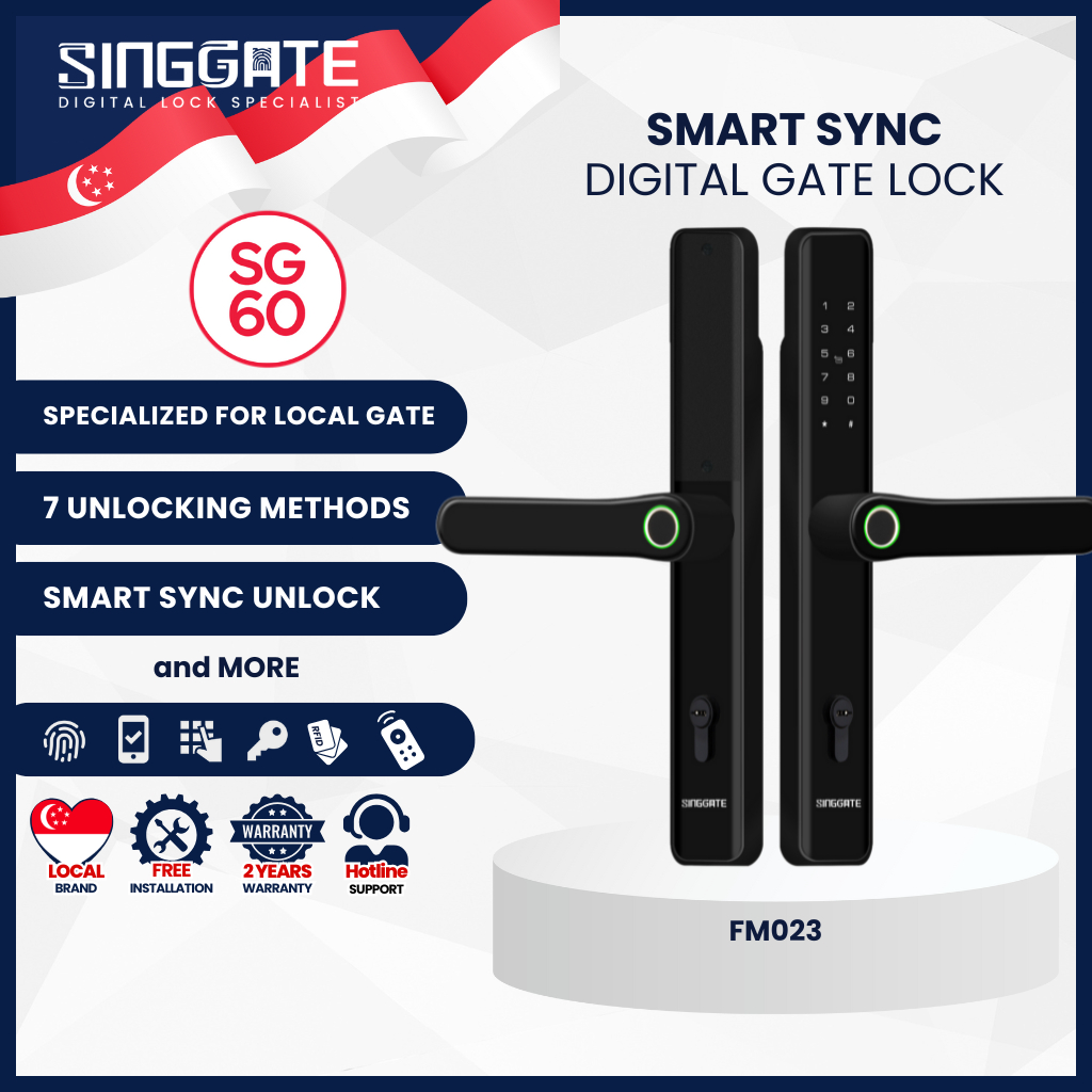 FREE Installation | SINGGATE [FM023] Premium Smart Sync Digital Gate ...