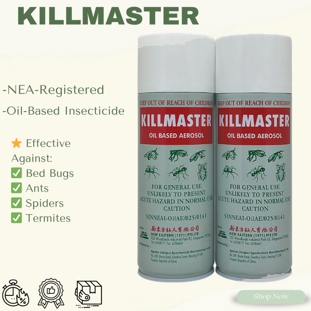 KILLMASTER Bedbug Killer Spray 450ml | NEA Registered | Oil-Based ...