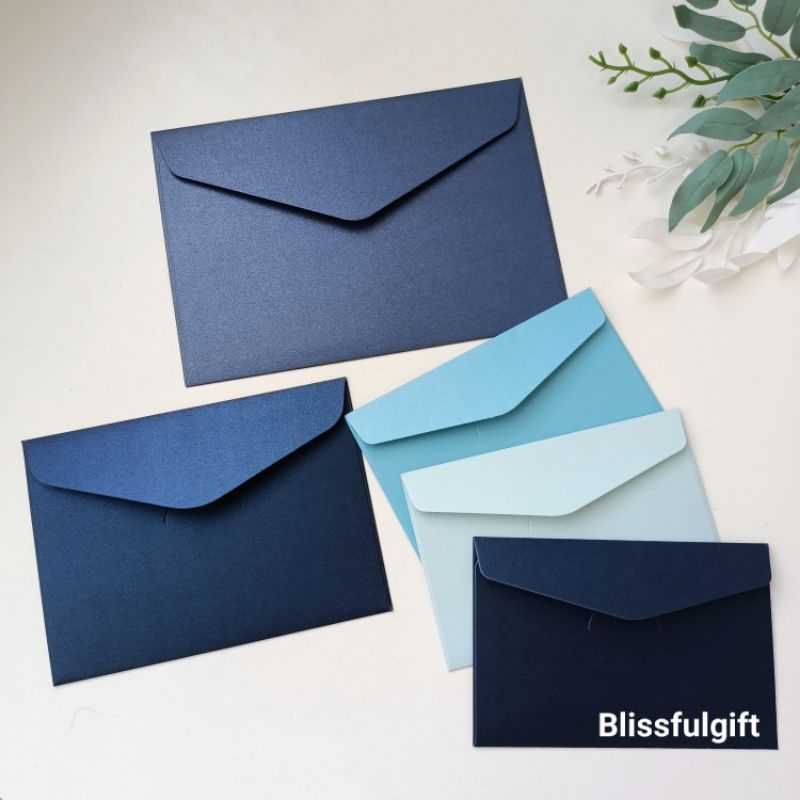 25pcs Thick Quality Cardstock Blue Envelope Pearlescent 250gsm | Shopee ...
