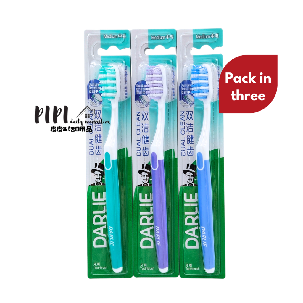Darlie Toothbrush For Him Dual Level Bristles (Medium) 3s | Shopee ...