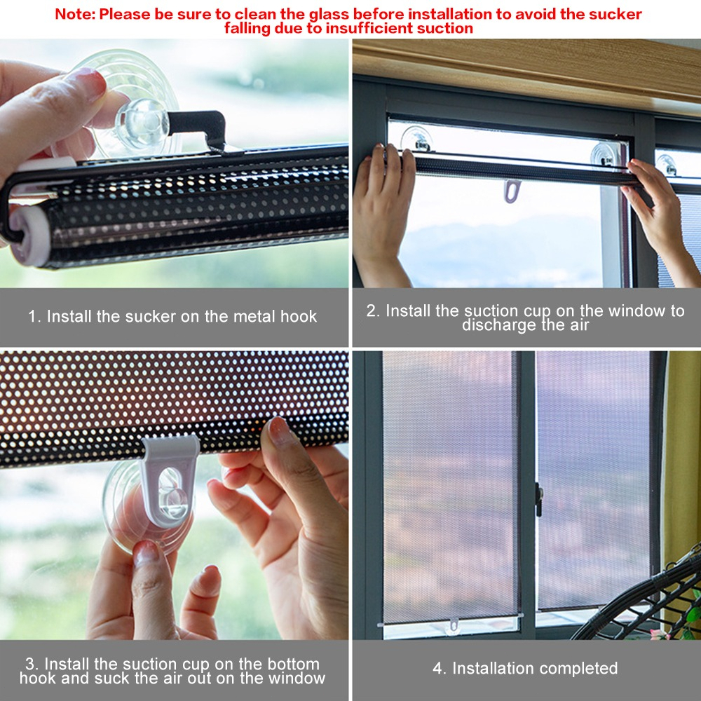 Retractable Adjustable Sunshade Curtain /Blackout curtain /Removable ...