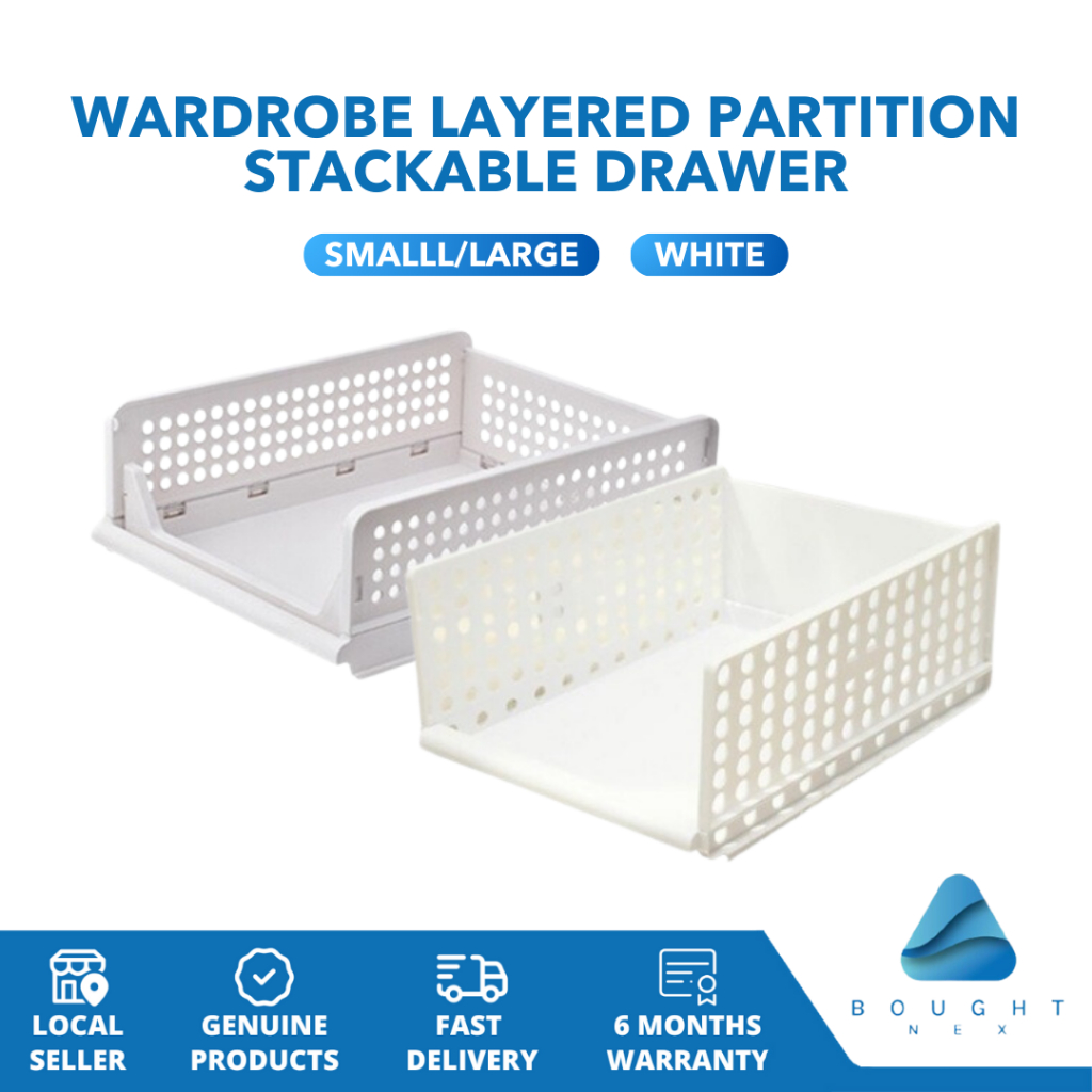 Wardrobe Layered Partition Stackable Drawer - Foldable Plastic Storage ...