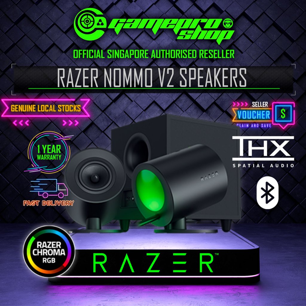 Razer Nommo V2 Full-Range 2.1 PC Gaming Speakers with Wired Subwoofer ...