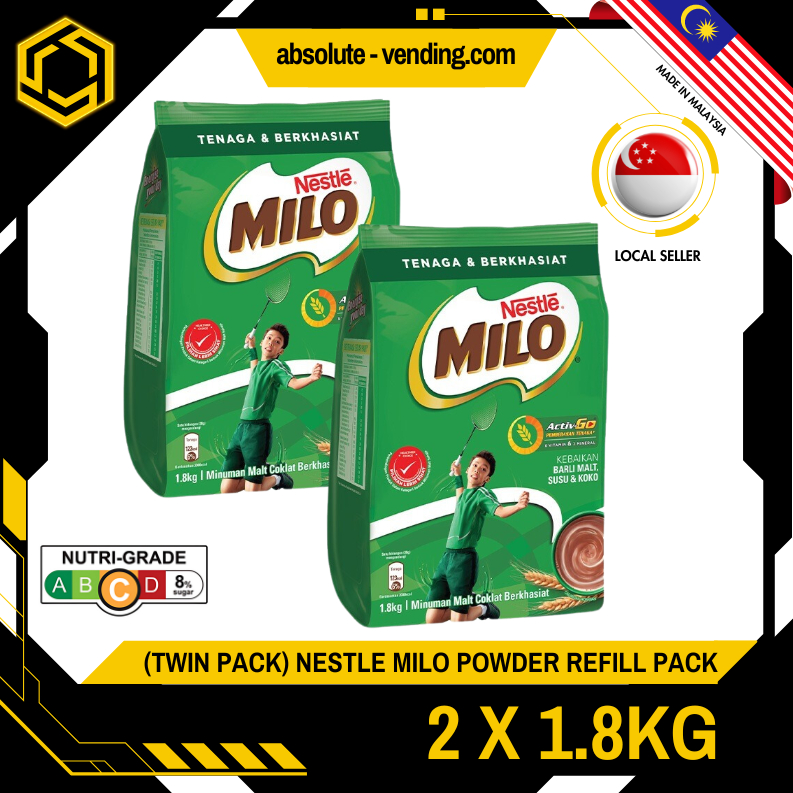 [TWIN PACK] NESTLE MILO Powder Refill Pack 1.8KG X 2 (PACKETS) | Shopee ...