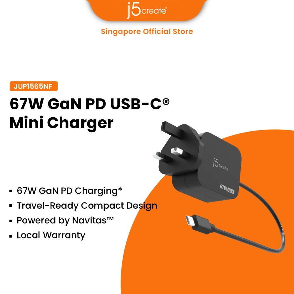 J5CREATE JUP1565NF 67W GaN PD USB-C MINI CHARGER | Shopee Singapore