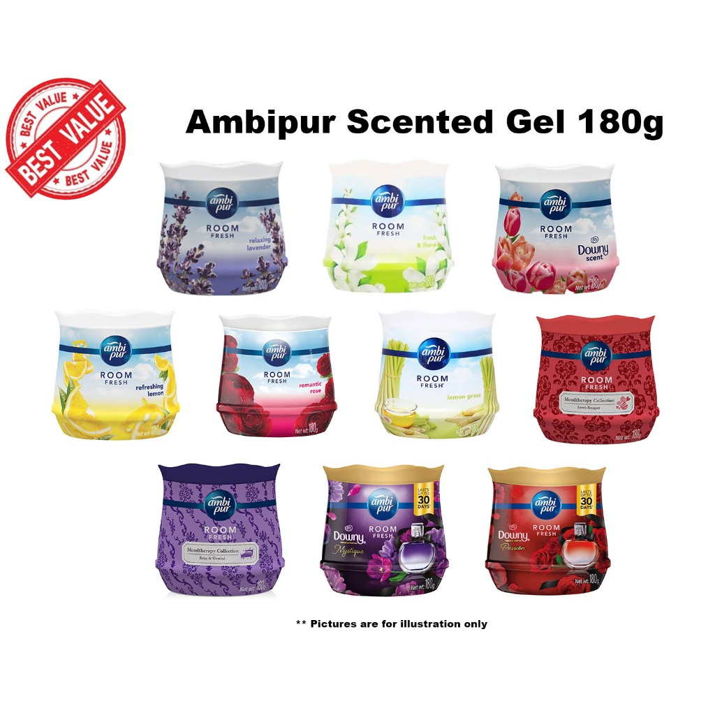 Ambipur Scented Gel 180g - Lavender / Fresh & Floral / Downy / Lemon / Romantic Rose ...