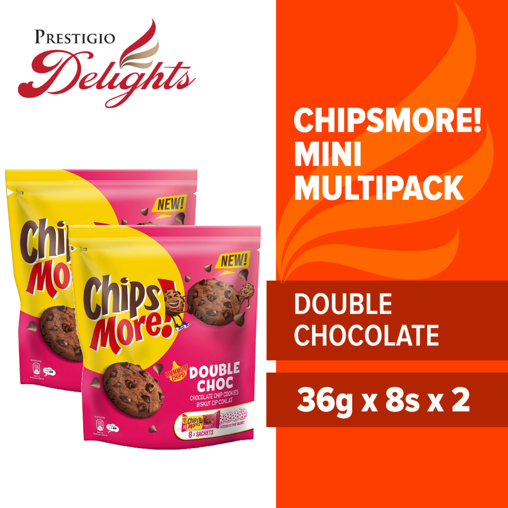 [Bundle of 2] Chipsmore Double Choc Chocolate Chip Cookies Multipack (8 ...