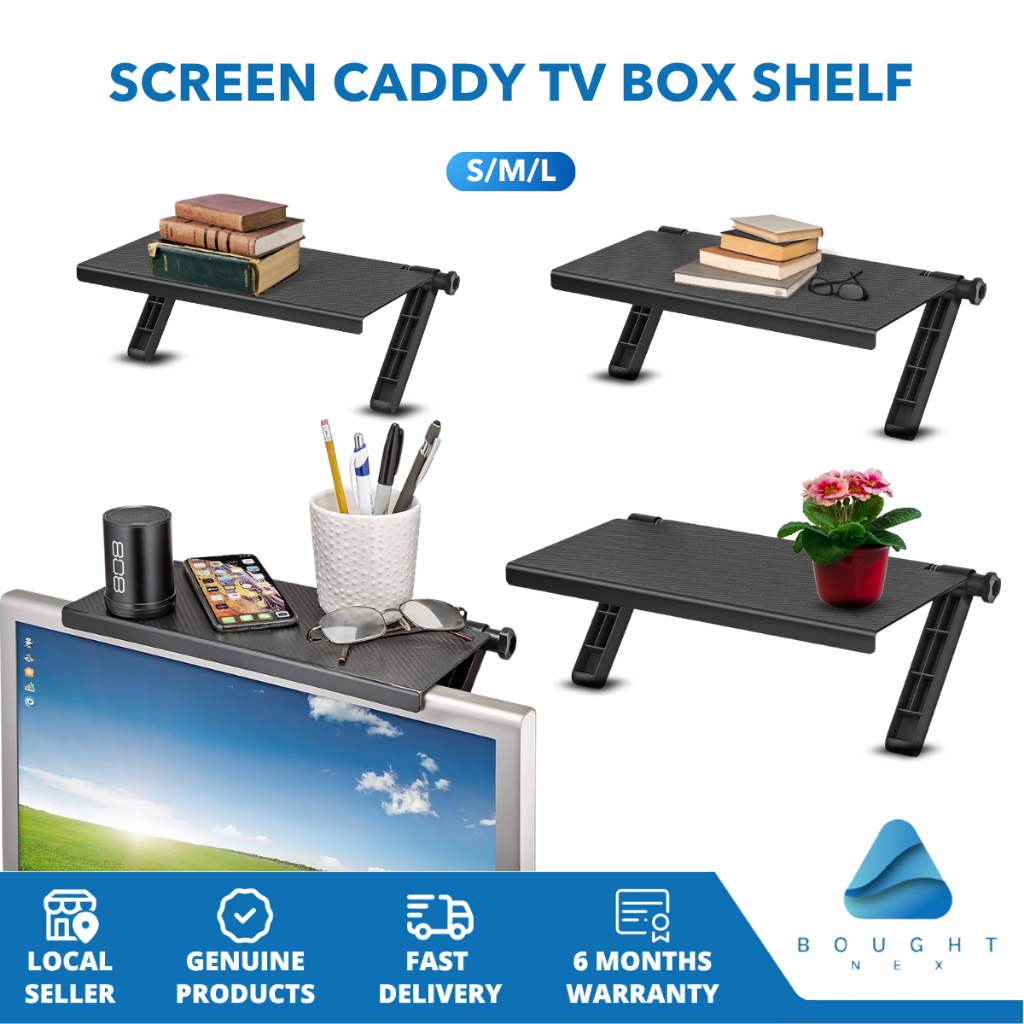 Screen Caddy TV Box Shelf - Plastic Organizer, Space-saving, Stylish ...