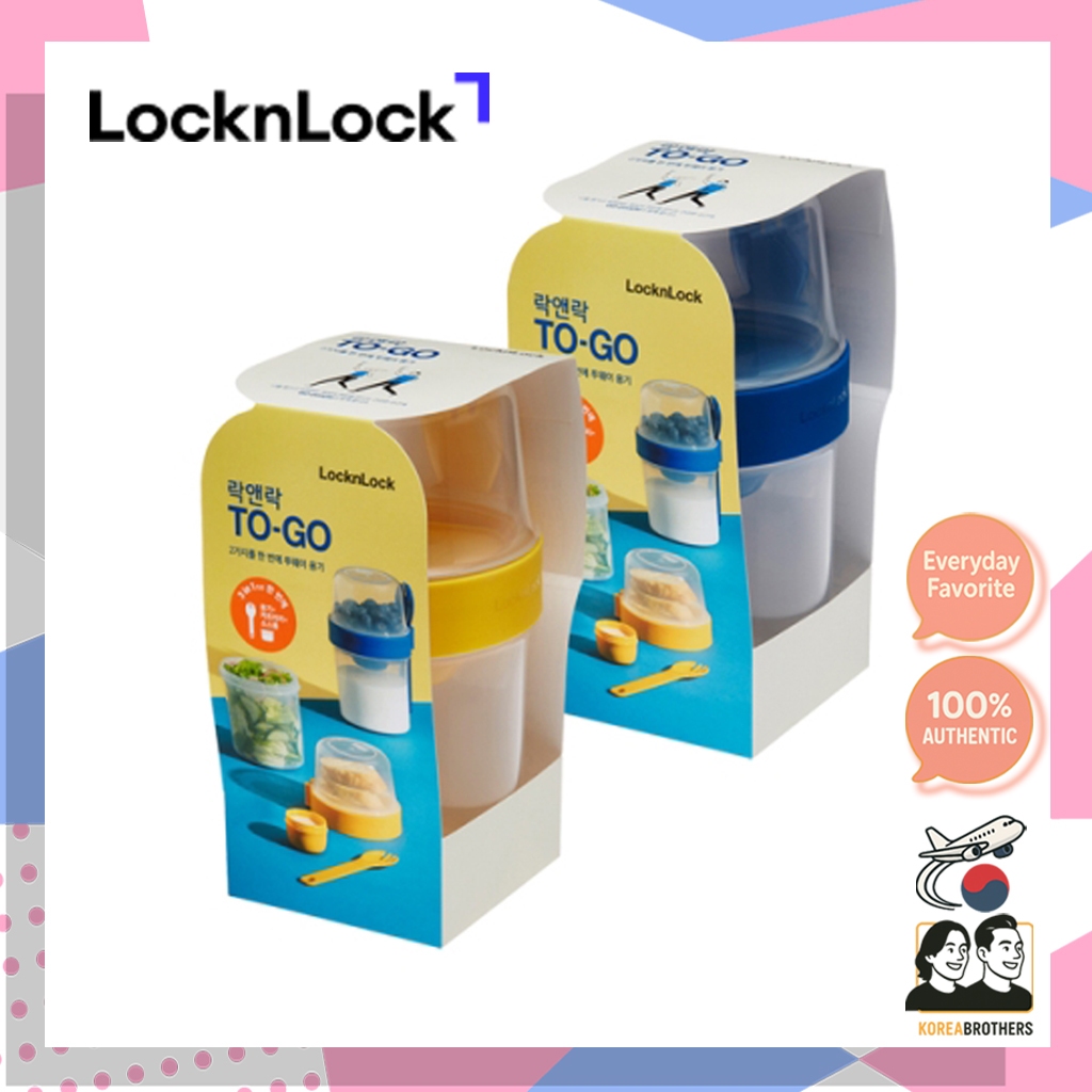 LocknLock / To-Go 2-Tier Lunch Box 870ml / Yellow, Blue | Shopee Singapore